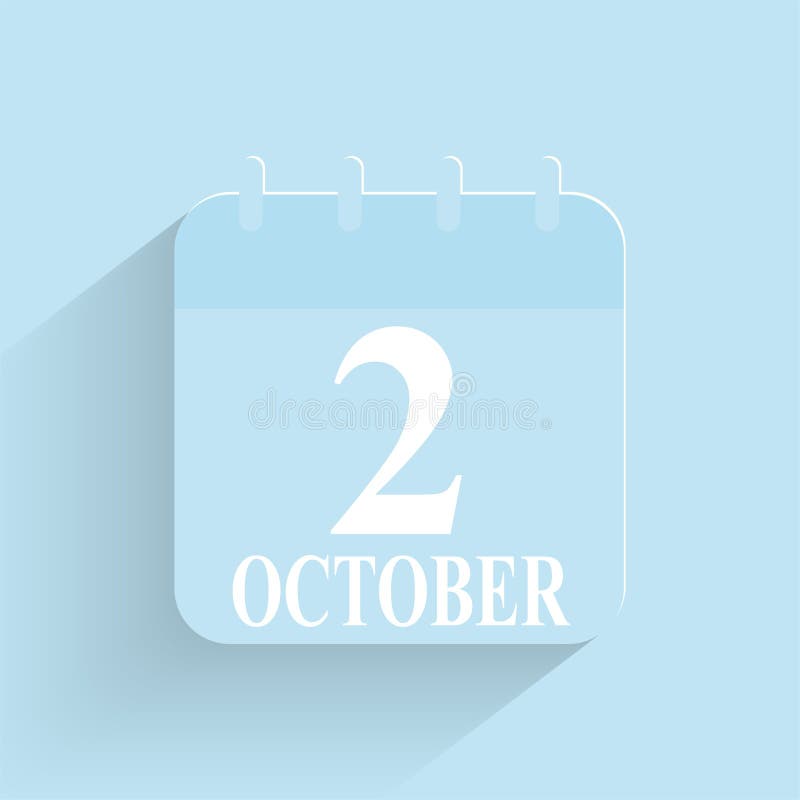 October 2 daily Calendar Icon Date and Time Day Month Holiday Flat ...