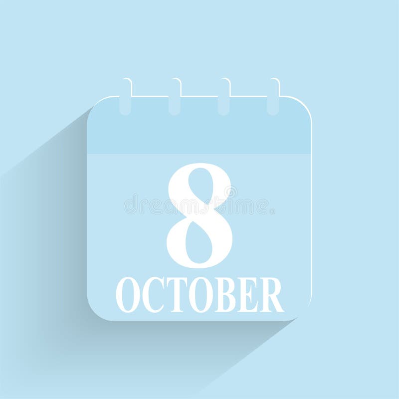 October 8 daily Calendar Icon Date and Time Day Month Holiday Flat ...