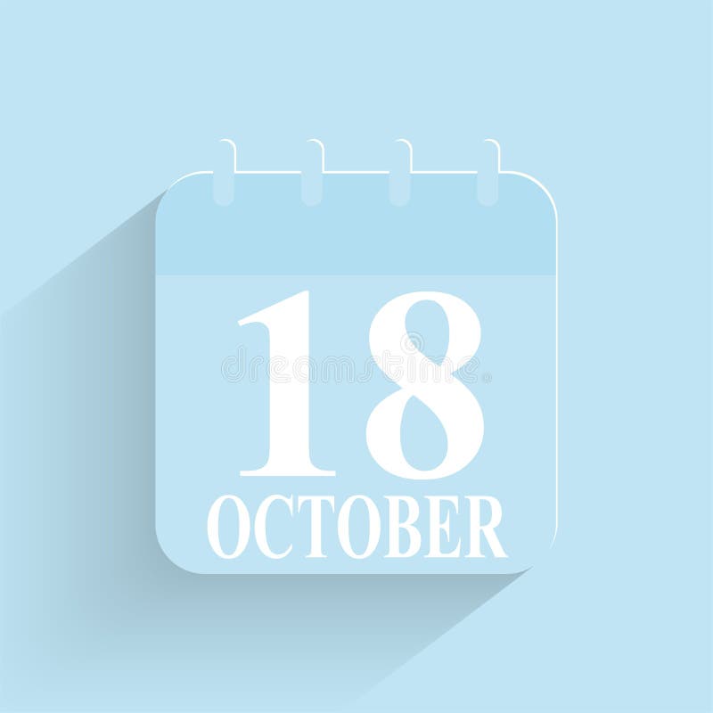 October 18 daily Calendar Icon Date and Time Day Month Holiday Flat ...
