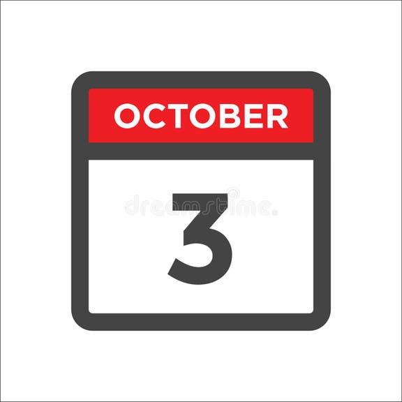 October 3 Calendar Icon with Day of Month Stock Vector - Illustration ...