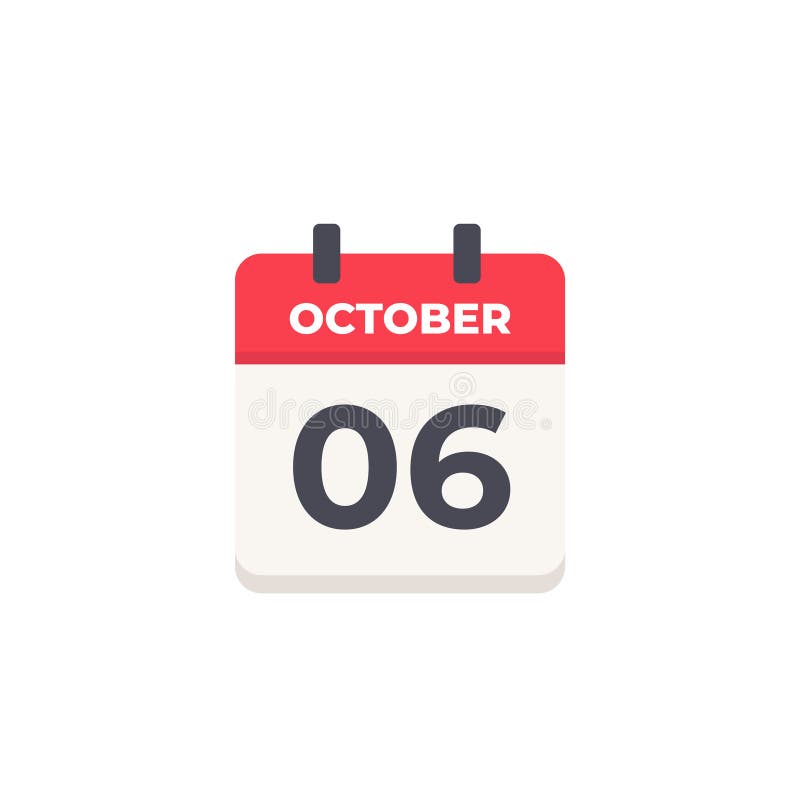 October 06 - daily Calendar Icon in Flat Design Style Stock Vector ...