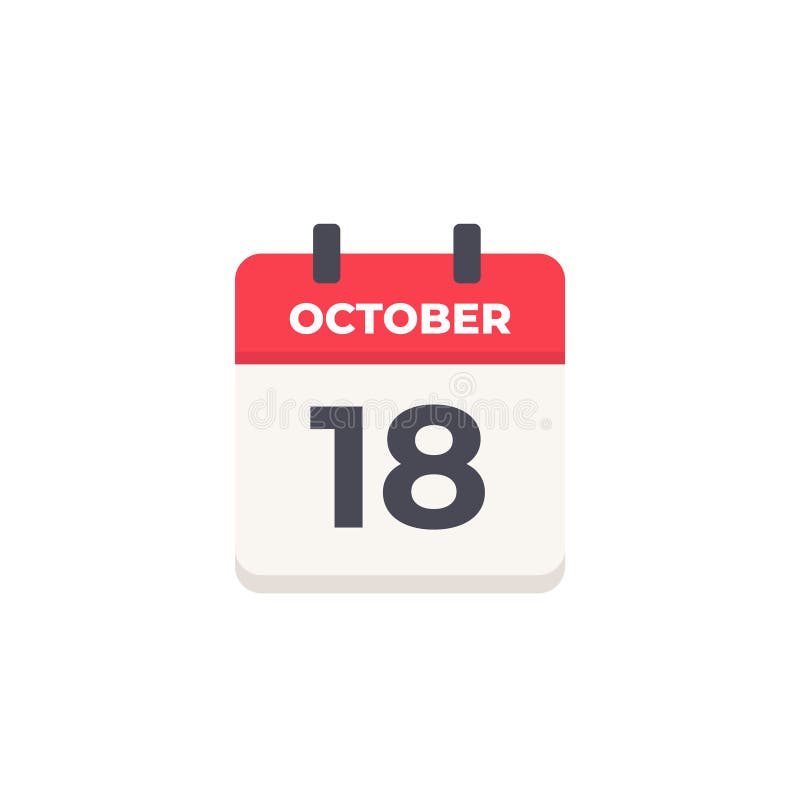 October 18 - daily Calendar Icon in Flat Design Style Stock Vector ...