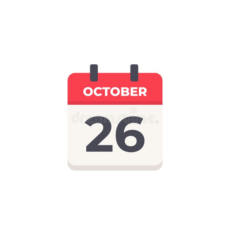 October 26 - daily Calendar Icon in Flat Design Style Stock Vector ...
