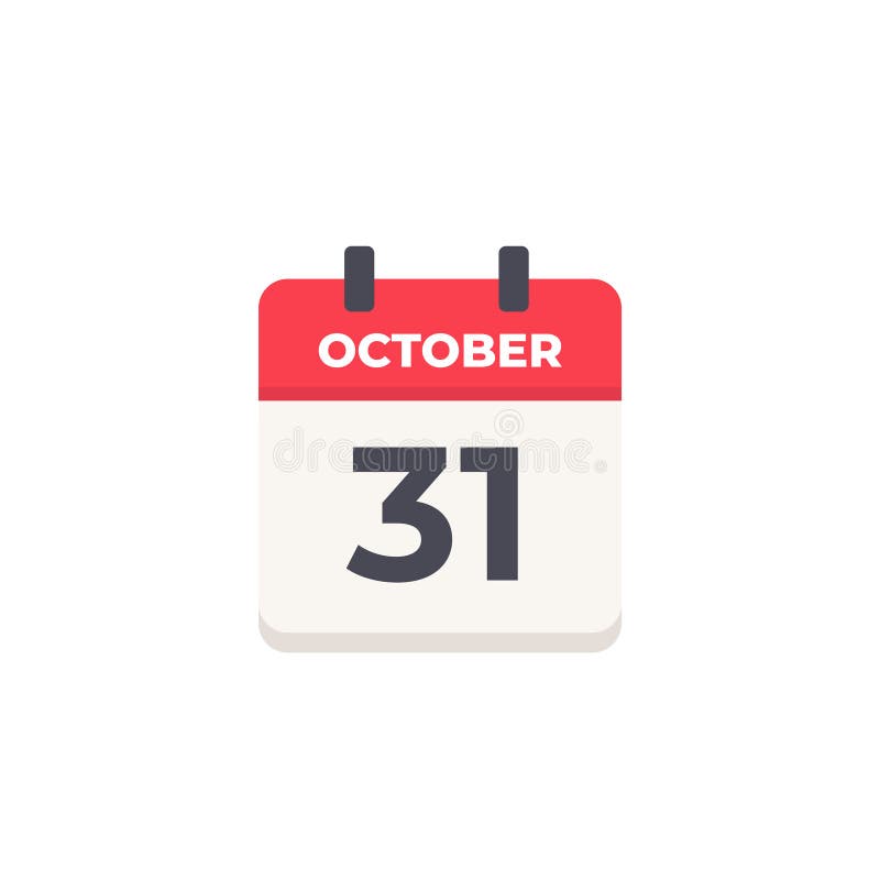 October 31 - daily Calendar Icon in Flat Design Style Stock Vector ...