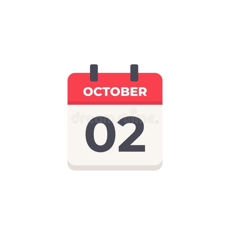 October 02 - daily Calendar Icon in Flat Design Style Stock ...