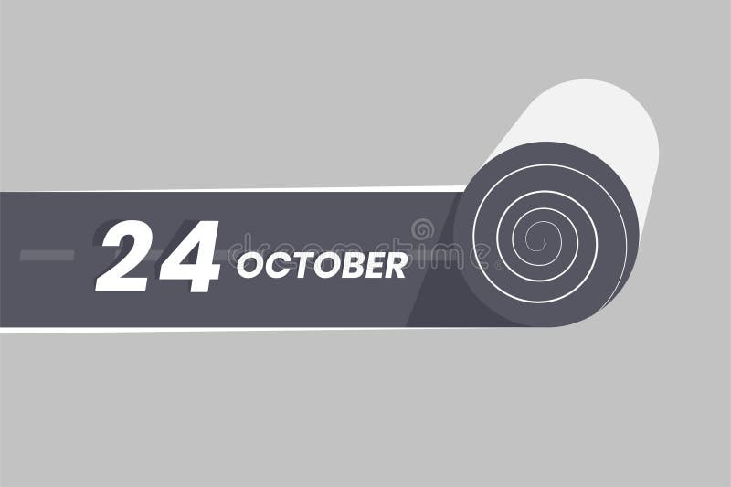 October 24 Calendar Icon Rolling Inside the Road. 24 October Date Month ...