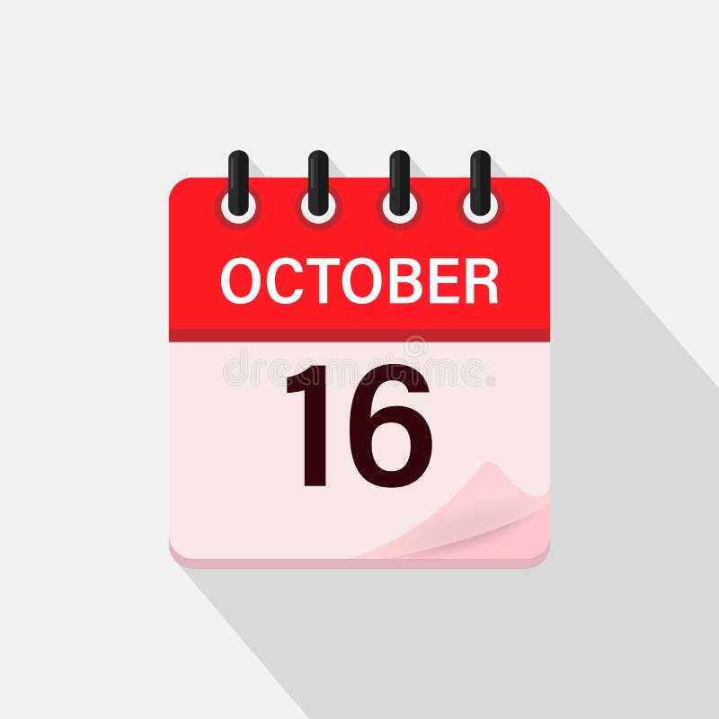 October 16, Calendar Icon with Shadow. Day, Month. Flat Vector ...