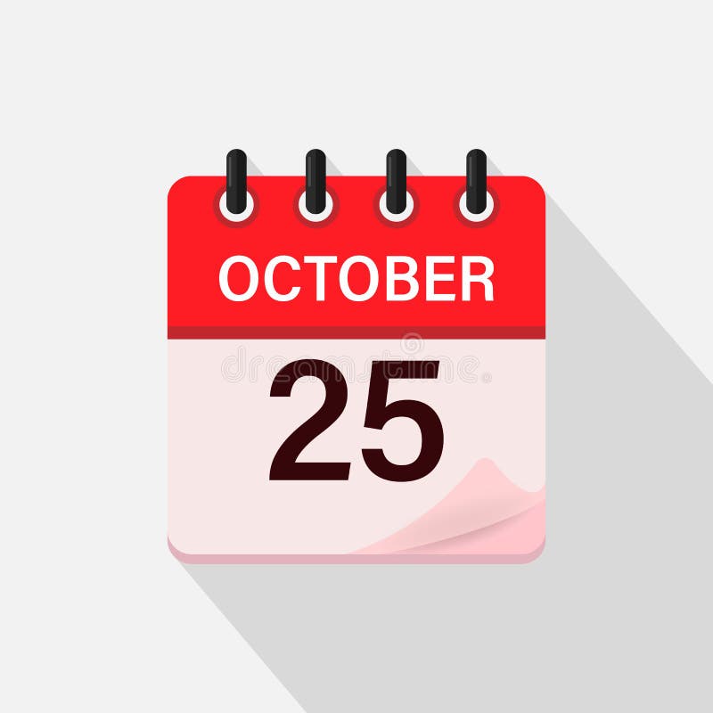 October 25, Calendar Icon with Shadow. Day, Month. Flat Vector ...