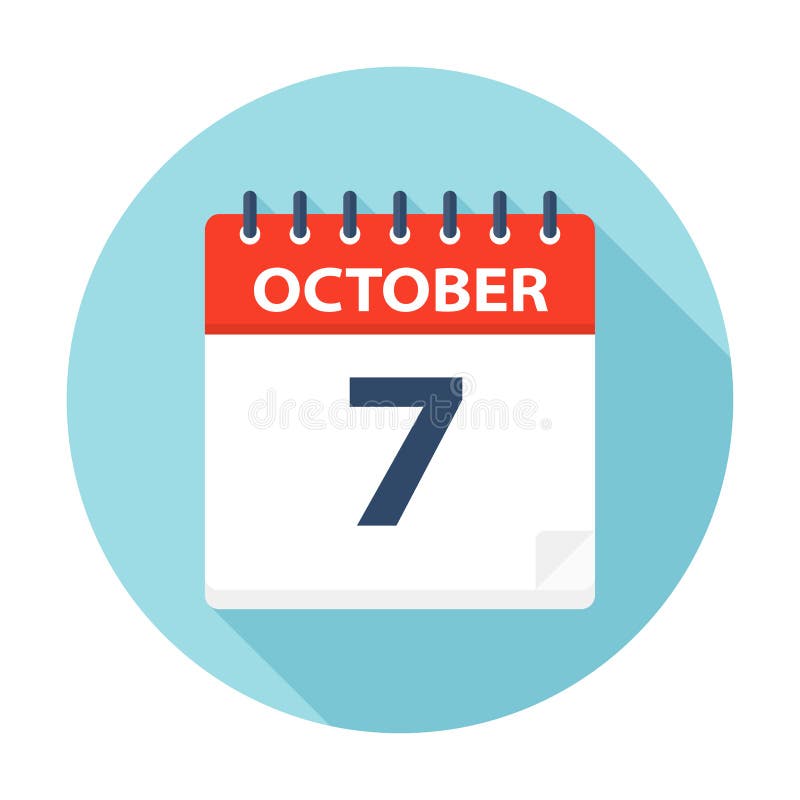 October 7 - Calendar Icon stock illustration. Illustration of blue ...