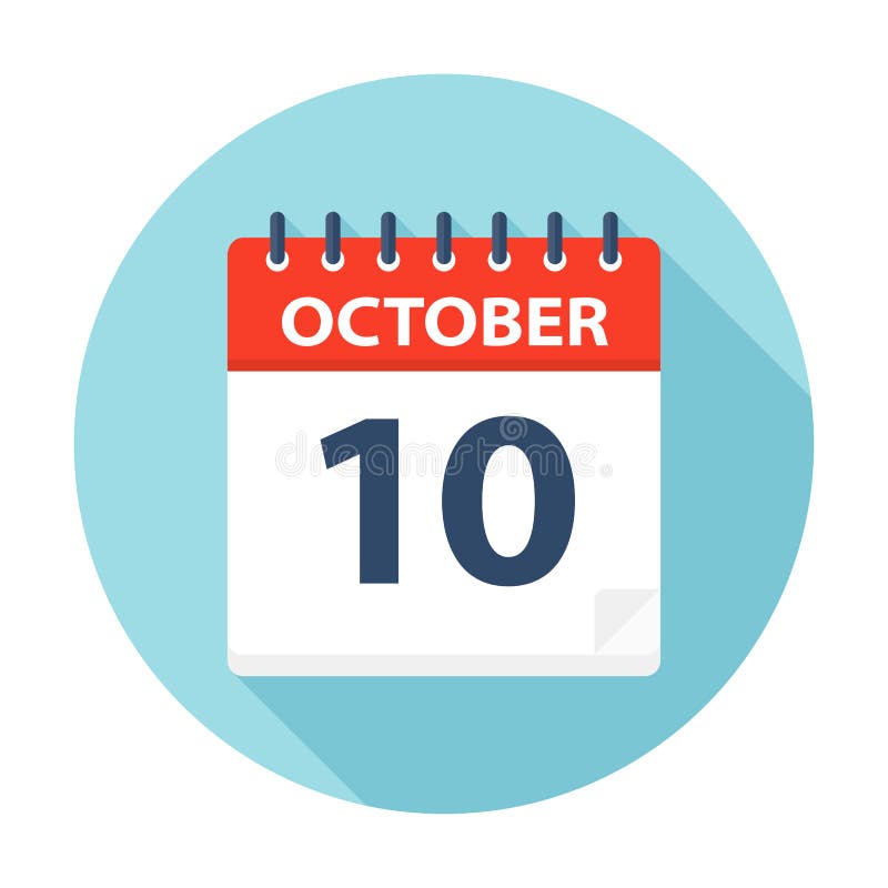 October 10 - Calendar Icon stock illustration. Illustration of blue ...