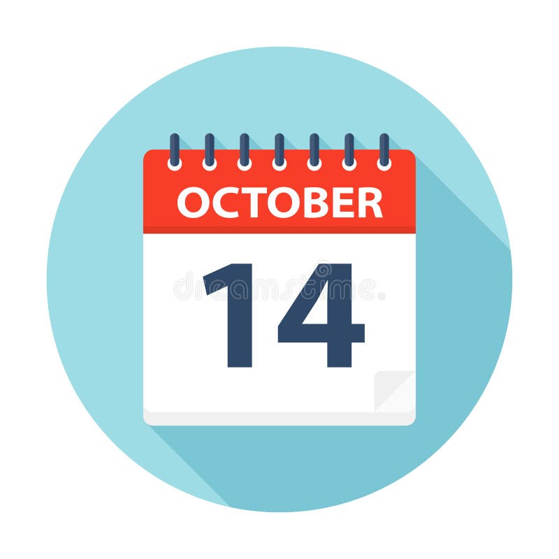 October 14 - Calendar Icon stock illustration. Illustration of round ...