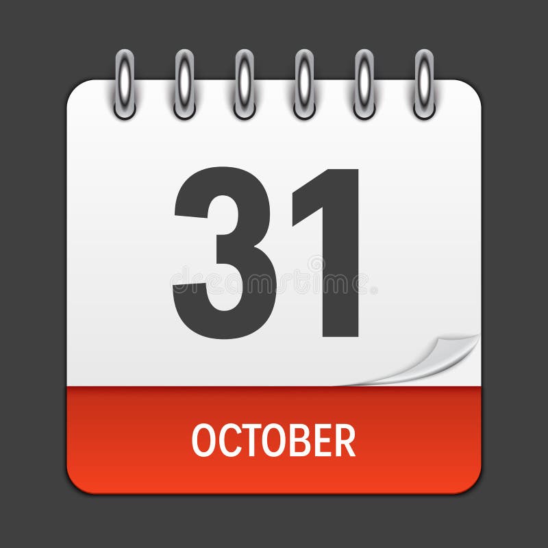 October 31 Calendar daily Icon. Vector Illustration Emblem Stock Vector ...
