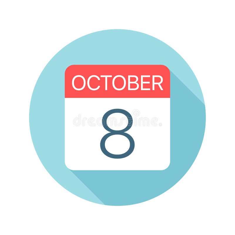 October 8 - Calendar Icon. Vector Illustration of One Day of Month ...