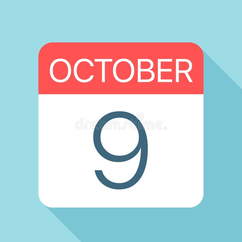 October 9 - Calendar Icon. Vector Illustration of One Day of Month ...