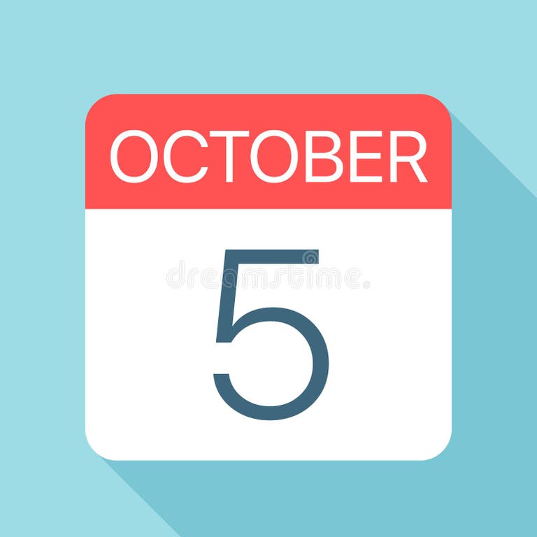 October 5 - Calendar Icon. Vector Illustration of One Day of Month ...