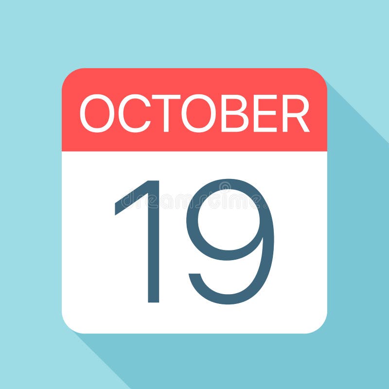 October 19 - Calendar Icon. Vector Illustration of One Day of Month ...