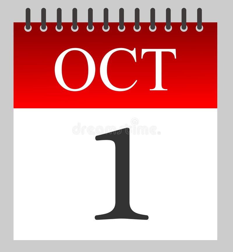 1 October - daily Calendar stock vector. Illustration of calendar ...