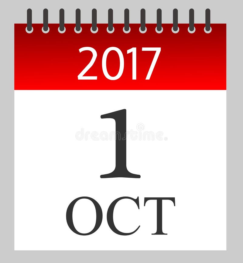 1 October - daily Calendar stock vector. Illustration of calendar ...
