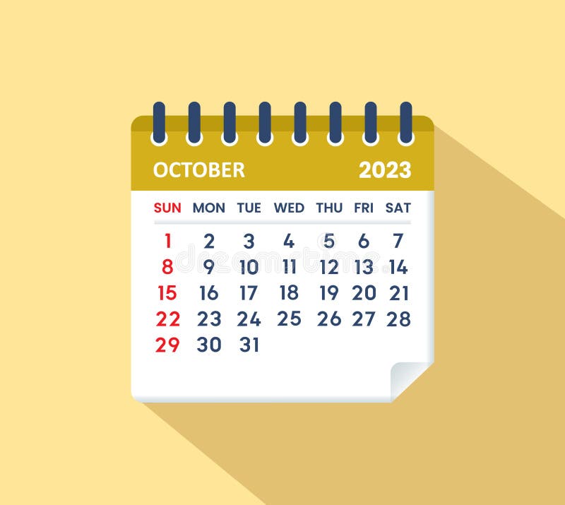 October 2023 Calendar Leaf Calendar 2023 in Flat Style Stock Image ...