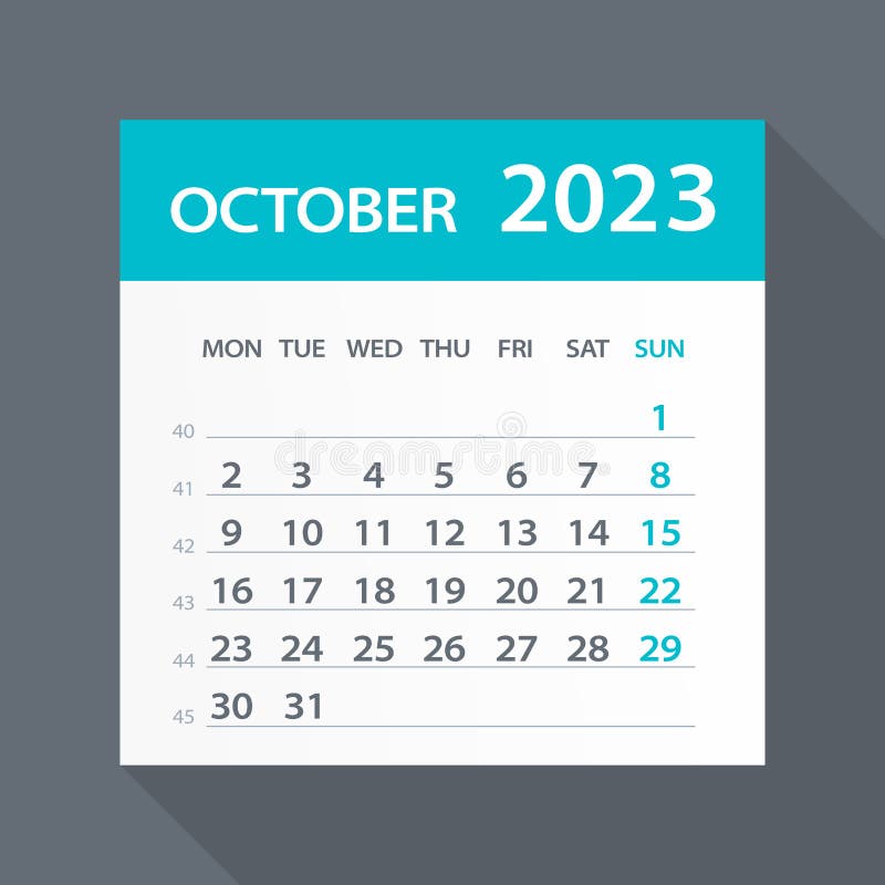 October 2023 - Calendar. Week Starts on Sunday Stock Illustration ...