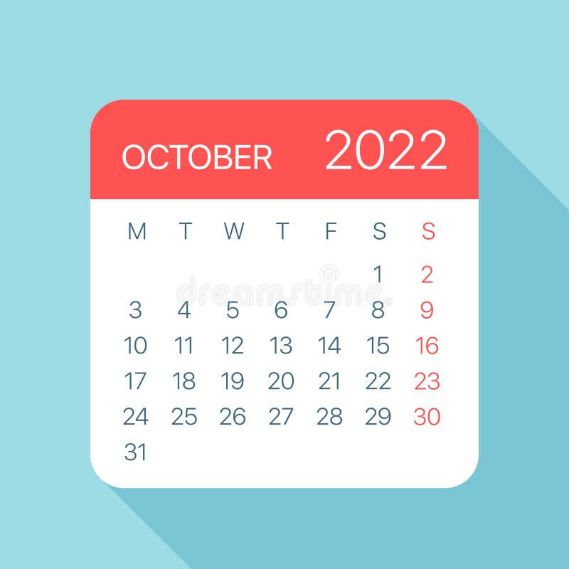 October 2022 Calendar Leaf - Vector Template Graphic Illustration Stock ...