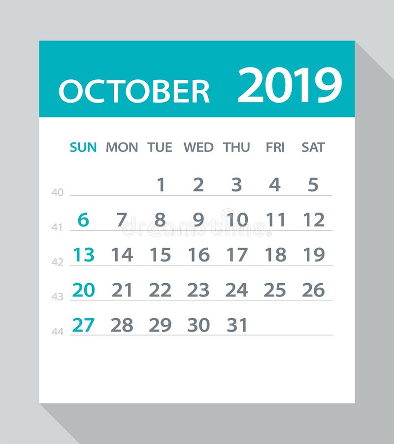 October 2019 Calendar Leaf - Vector Illustration Stock Illustration ...
