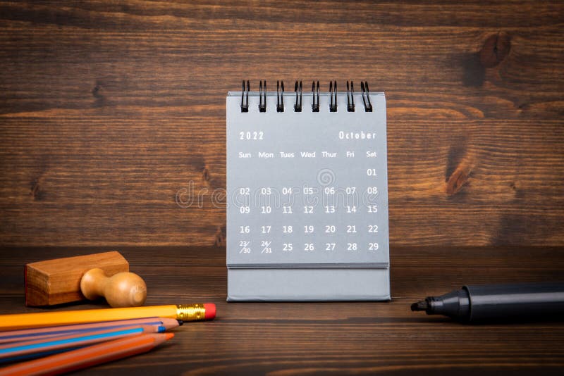 October 2022. Calendar on Wood Texture Background Stock Photo - Image ...