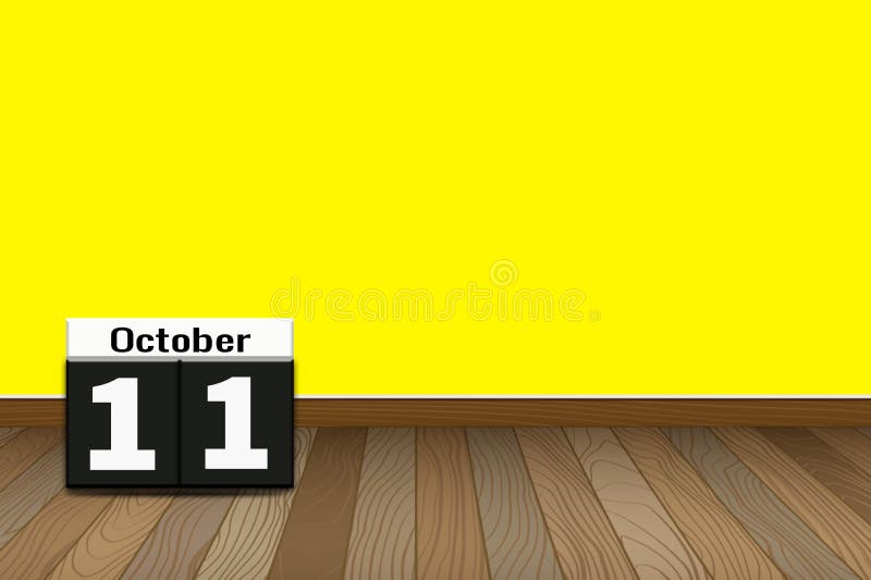 October 11, Calendar of October, Yellow Background with Empty Space for ...