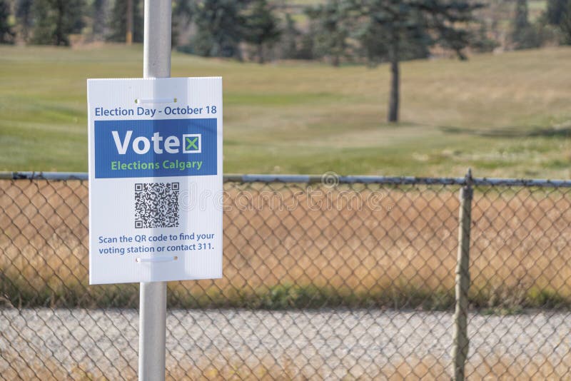 16 October 2021 - Calgary Alberta Canada - Elections Canada Sign with ...