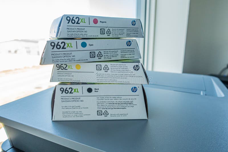 October 26 2021 - Calgary Alberta Canada - Stack of Inkjet Printer ...