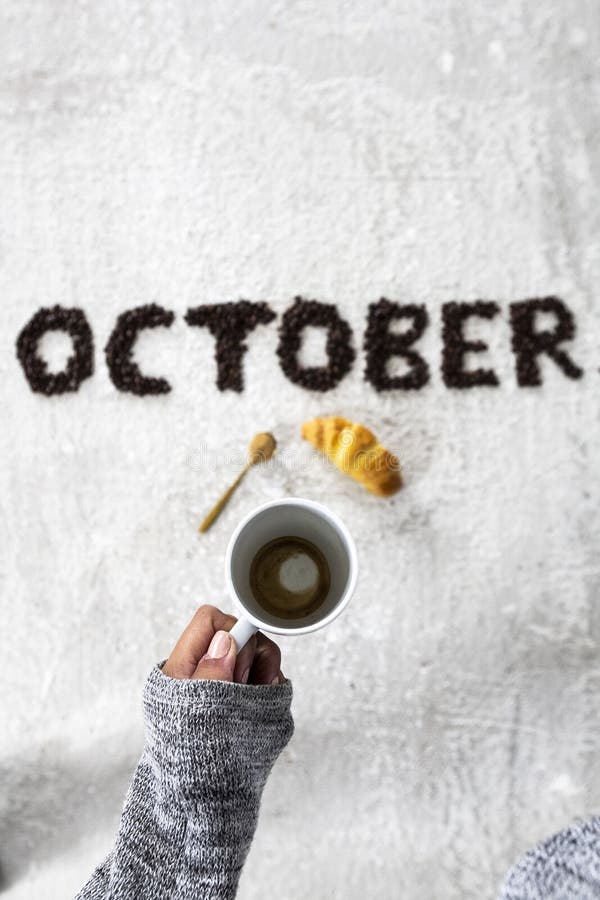 October Coffee Grains with Croissant Stock Photo - Image of choose ...