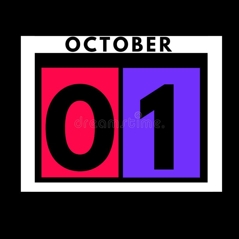 October 1 . Colored Flat daily Calendar Icon .date ,day, Month ...