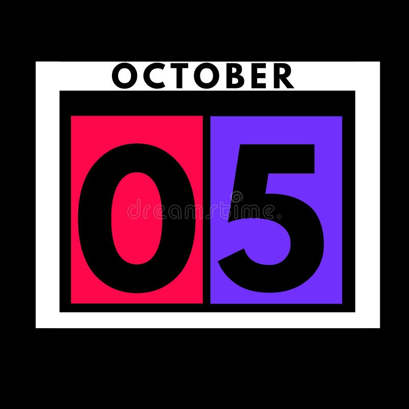 October 5 . Colored Flat daily Calendar Icon .date ,day, Month ...
