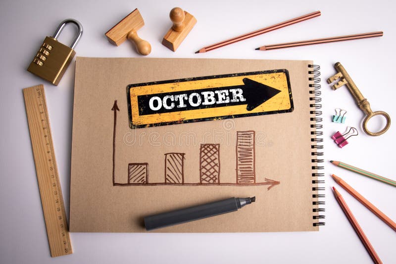 October Concept. Development Chart in Notepad Stock Image - Image of ...