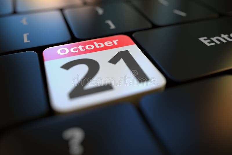 October 21 Date on a Keyboard Key, 3d Rendering Stock Image - Image of ...