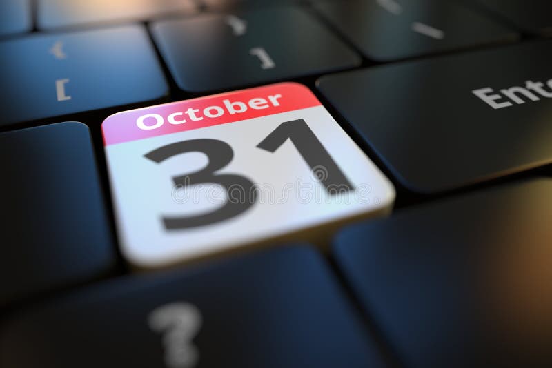 October 31 Date on a Keyboard Key, 3d Rendering Stock Illustration ...