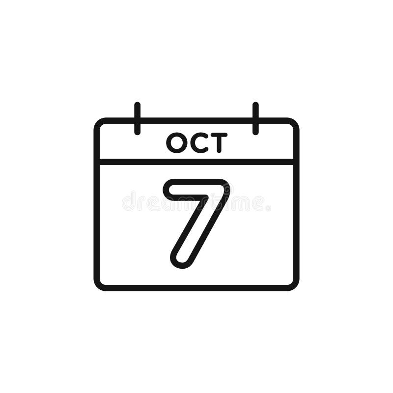 7 October Date Logo Sign Vector Outline Stock Vector - Illustration of ...