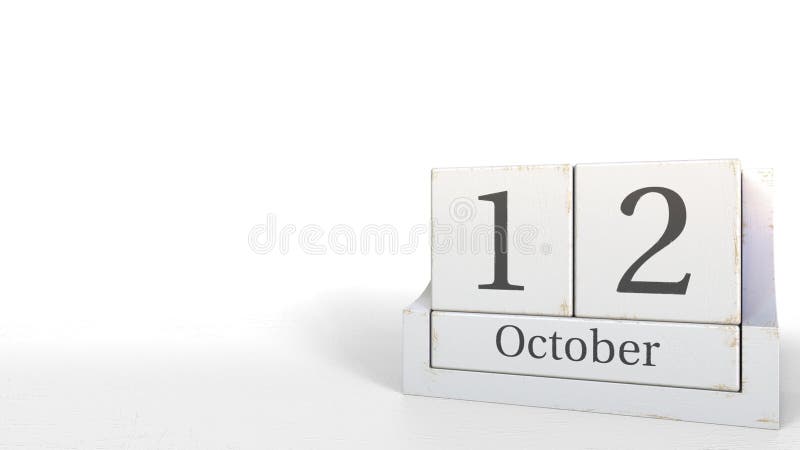 October 12 Date on Retro Blocks Calendar, 3D Rendering Stock ...