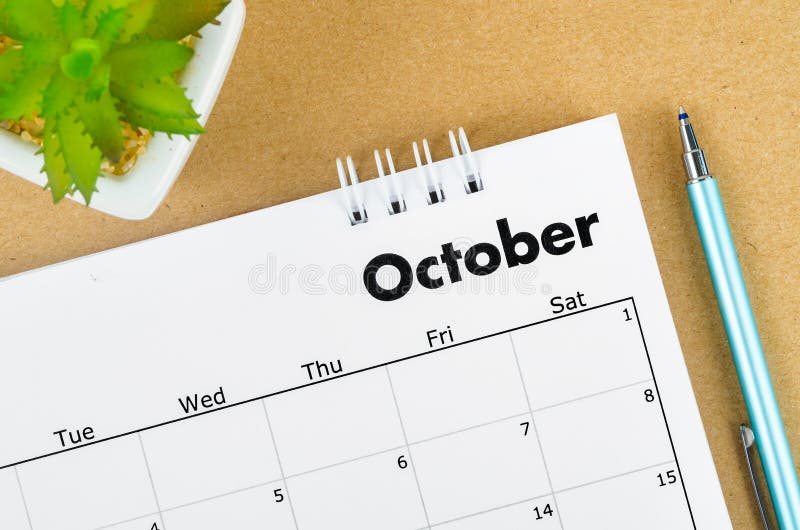 October 2022 Desk Calendar on Brown Background Stock Image - Image of ...