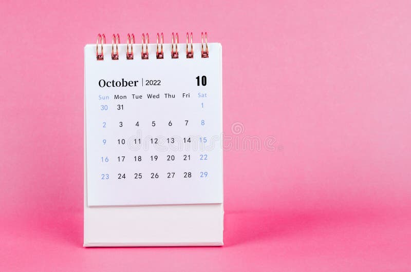 October 2022 Desk Calendar on Pink Background Stock Photo - Image of ...
