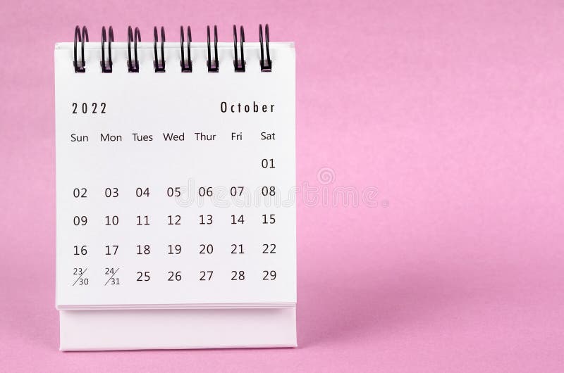 The October 2022 Desk Calendar on Pink Color Background Stock Image ...