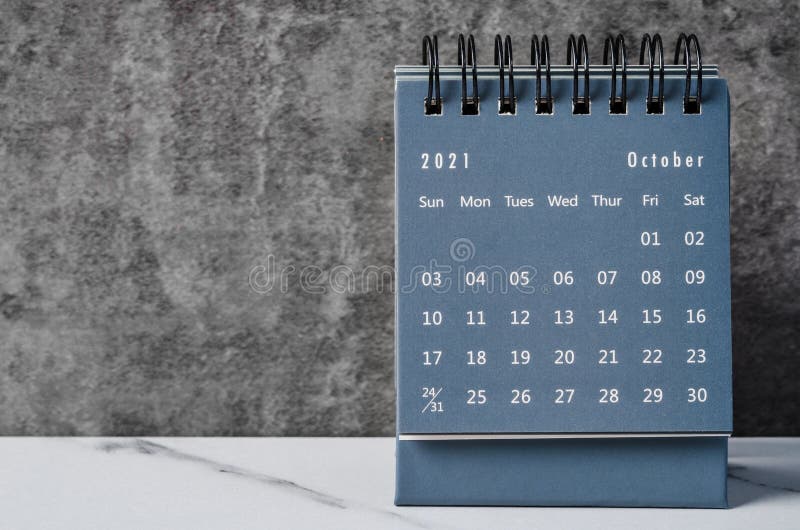 October 2021 desk calendar stock photo. Image of page - 230107280