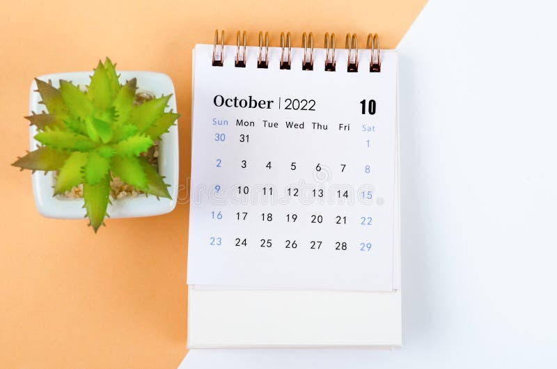 October 2022 Desk Calendar with Tree Pot Stock Photo - Image of ...