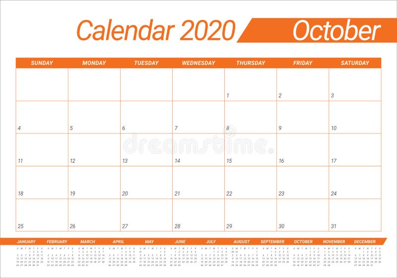 October 2020 Desk Calendar Vector Illustration Stock Vector ...