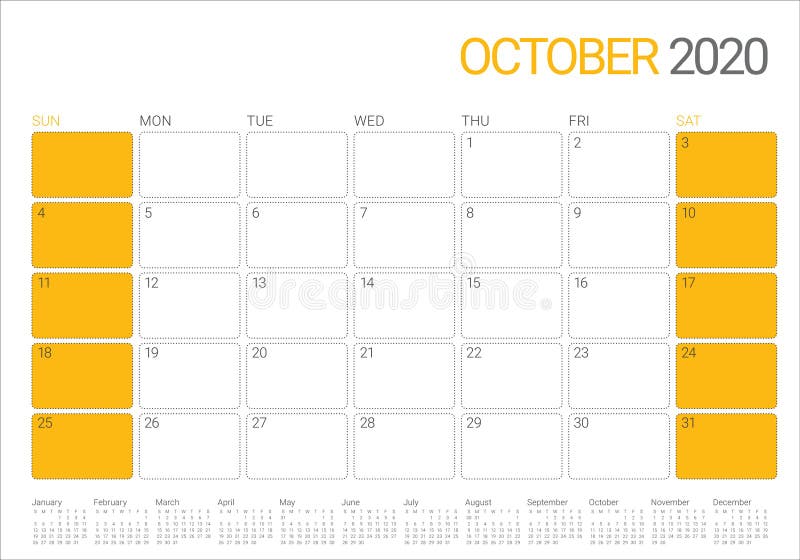 October 2020 Desk Calendar Vector Illustration Stock Vector ...