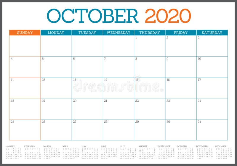 October 2020 Desk Calendar Vector Illustration Stock Vector ...