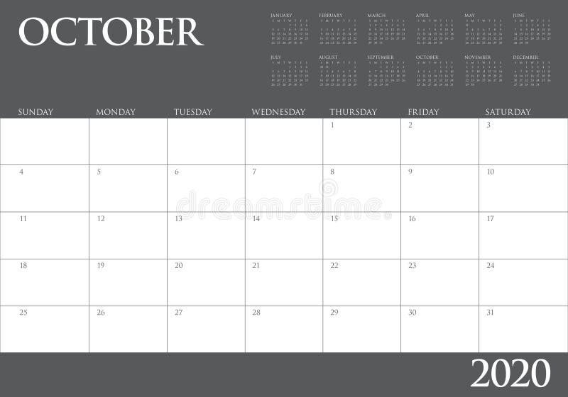 October 2020 Desk Calendar Vector Illustration Stock Vector ...