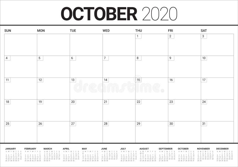 October 2020 Desk Calendar Vector Illustration Stock Vector ...