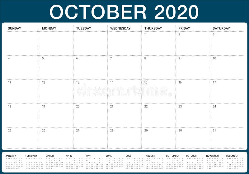 October 2020 Desk Calendar Vector Illustration Stock Vector ...