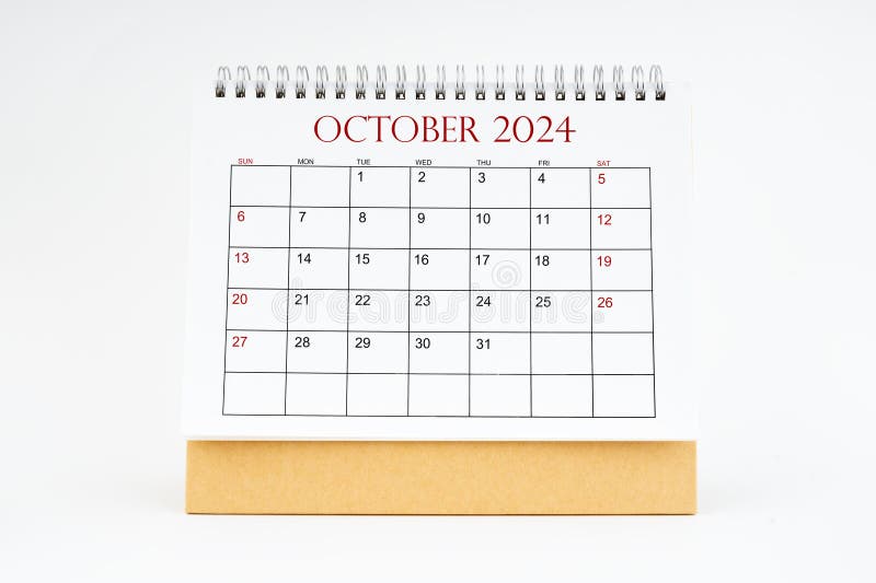 October 2024 Desktop Calendar Isolated on White Background, Planing or ...